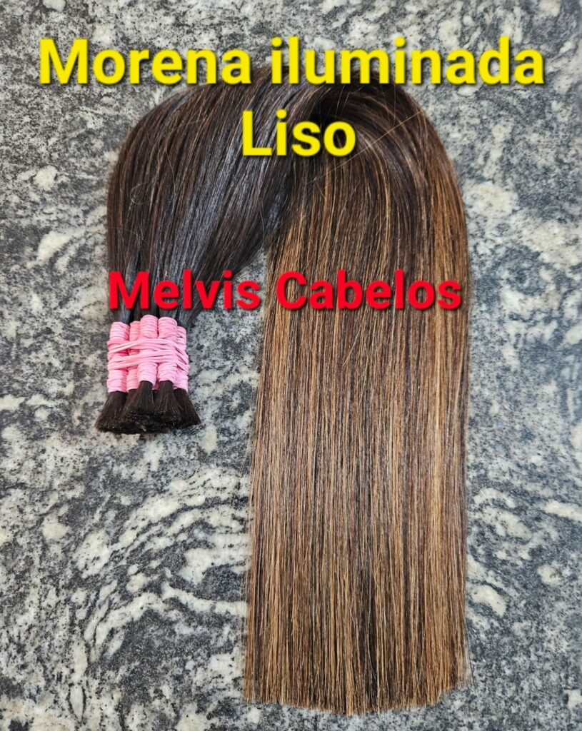 Cabelo Humano Castanho Liso c/ Ombre Hair Morena Iluminada Mel – 50cm ...
